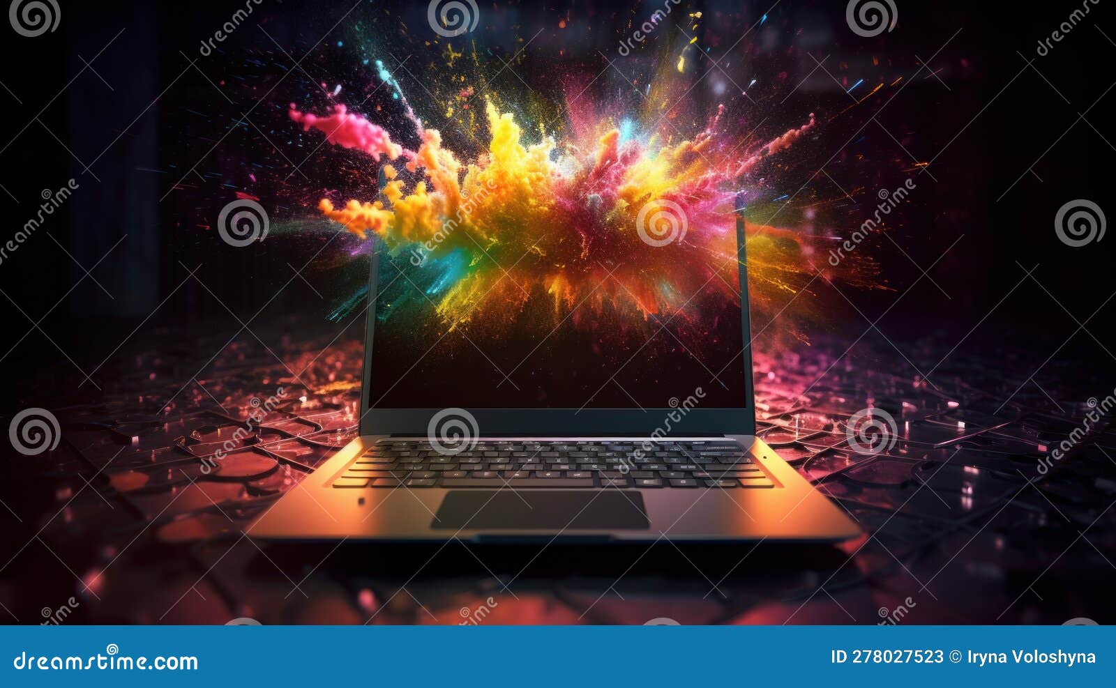 Vibrant Laptop Explosion: Sony A9 Visual Magic with 35mm Lens and ...