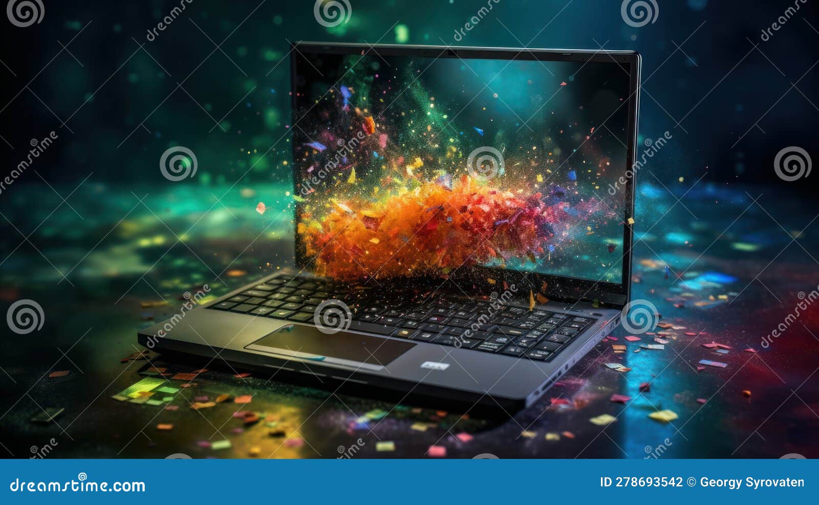 Vibrant Laptop Display In A Modern Workspace Stock Photo ... Vibrant Laptop Display In A Modern Workspace Stock Photo ...