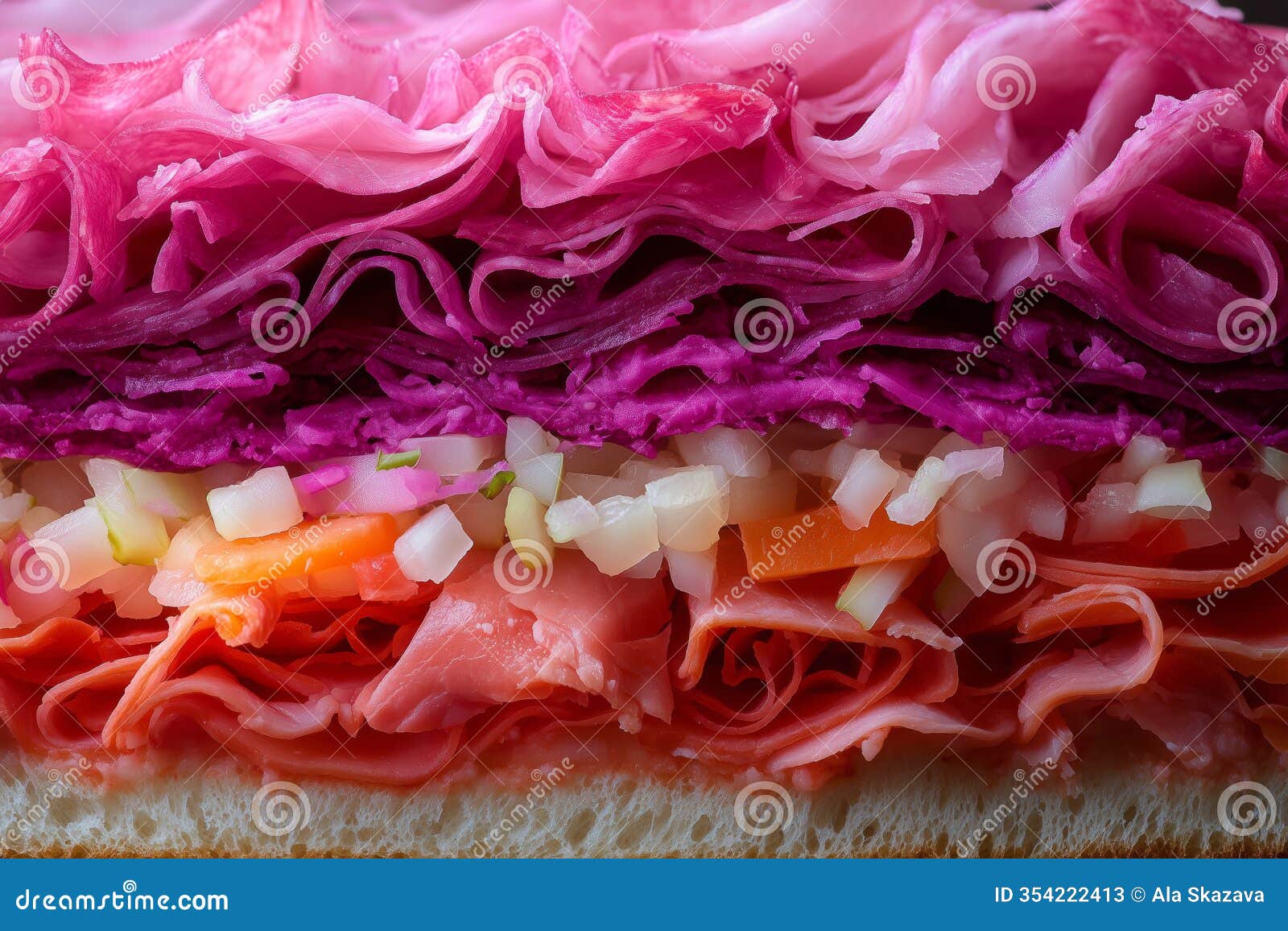 Vibrant Layered Sandwich Showing Off Colorful Ingredients and Textures ...