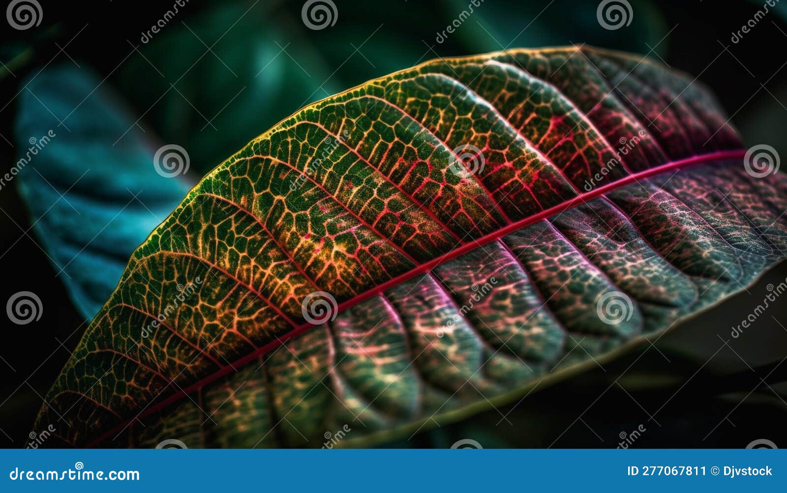 Vibrant Leaf Vein Pattern in Tropical Rainforest Generated by AI Stock ...