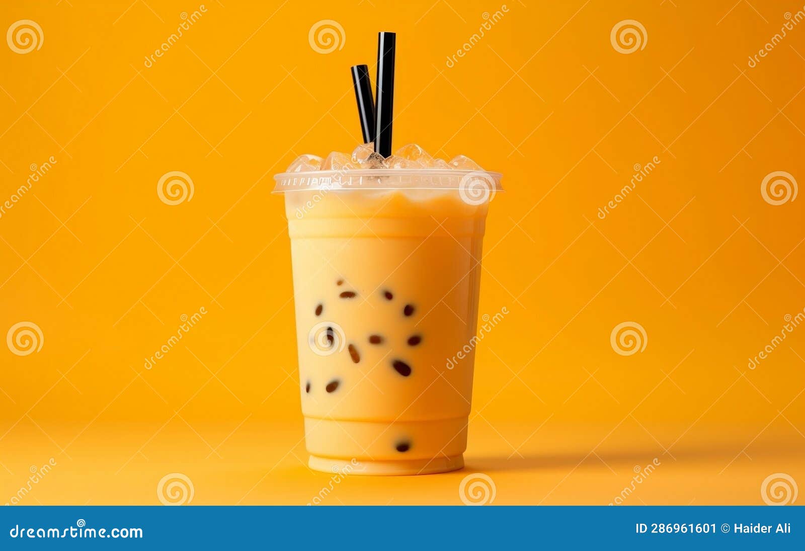 Vibrant Lemon Ice Bubble Tea Refreshment. Generative AI Stock ...