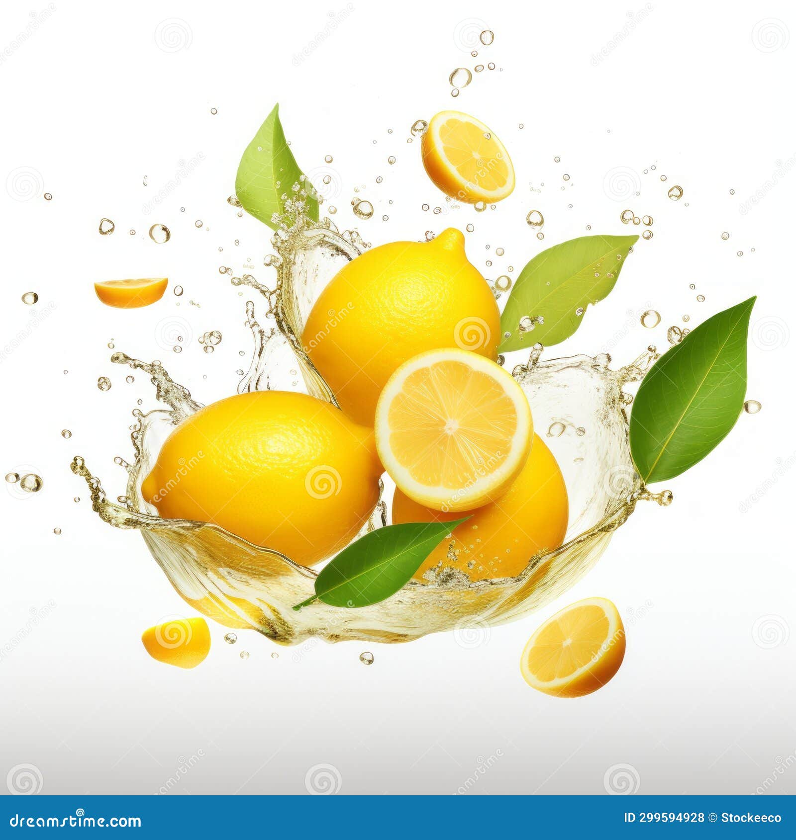 Vibrant Lemon Splash: Realistic Forms and Lively Illustrations Stock ...