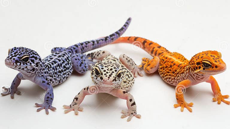 Vibrant Leopard Geckos Showcasing Unique Patterns and Colors Stock ...