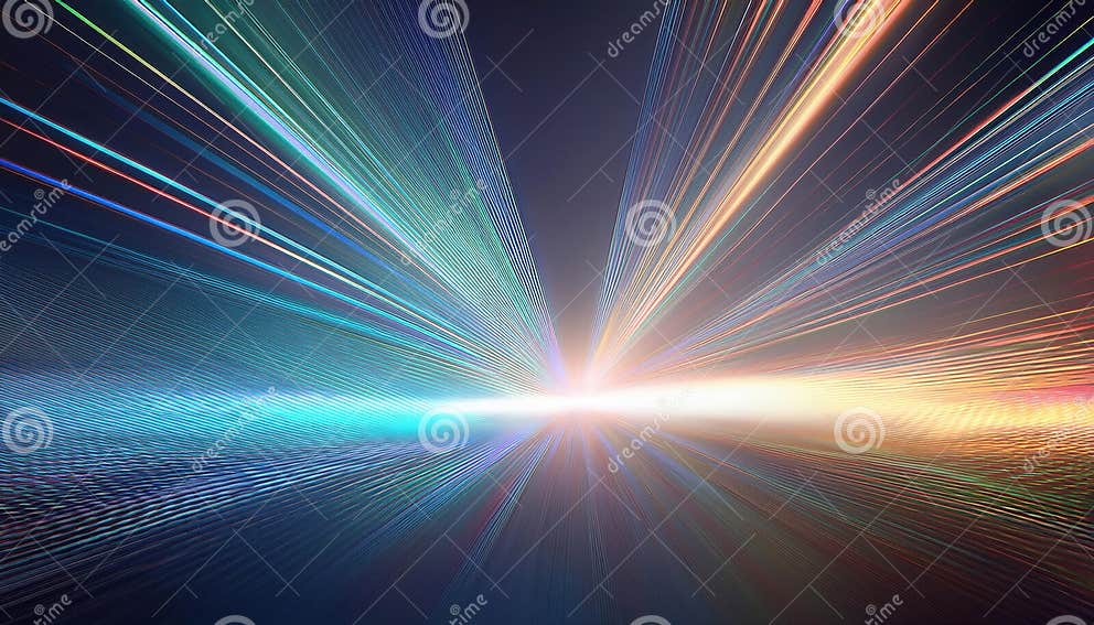 Vibrant Light Beams Radiate Across Dark Backdrop, Creating Dynamic ...