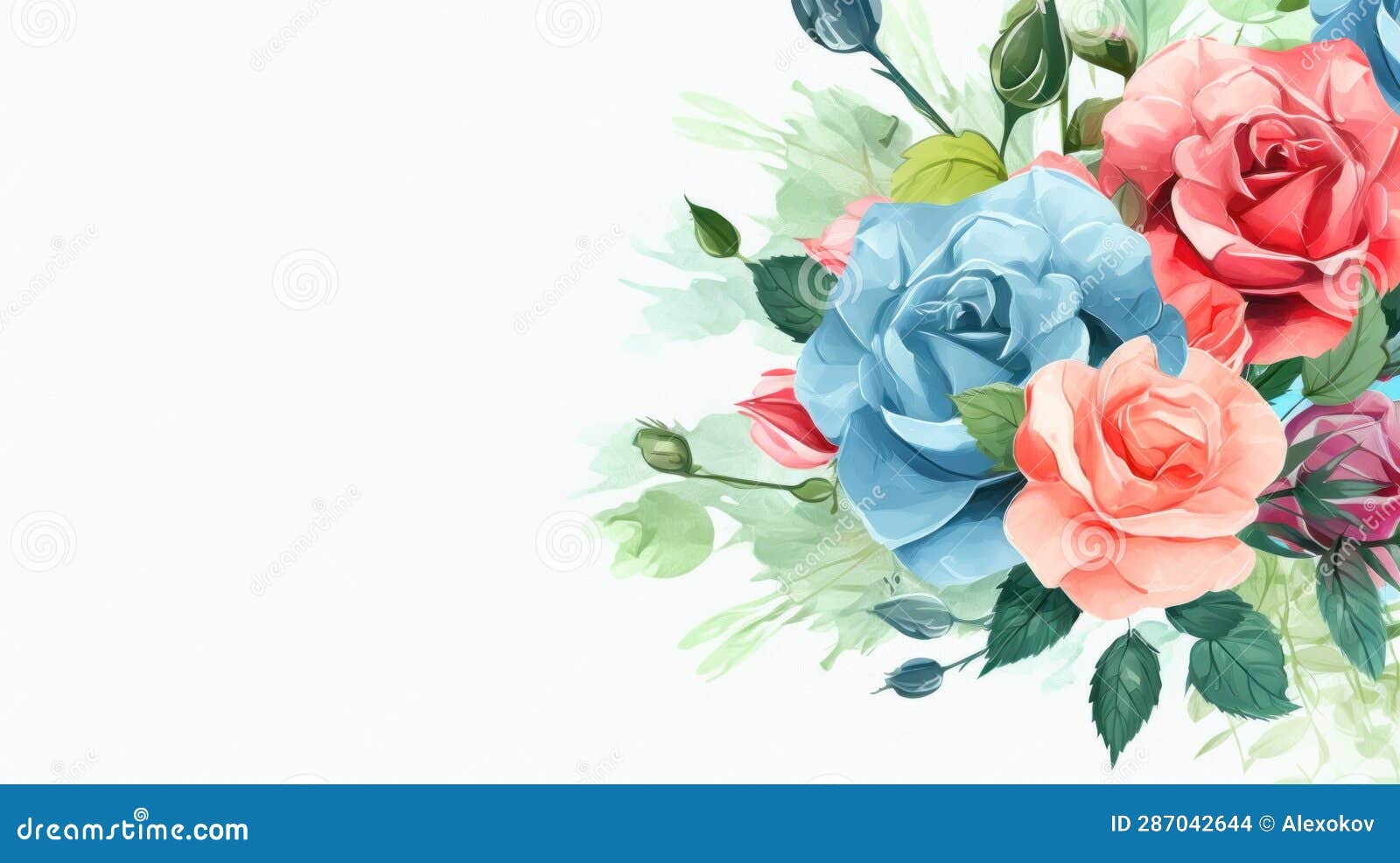 Vibrant Light Blue Roses and Leaves Frame AI Generated Stock ...