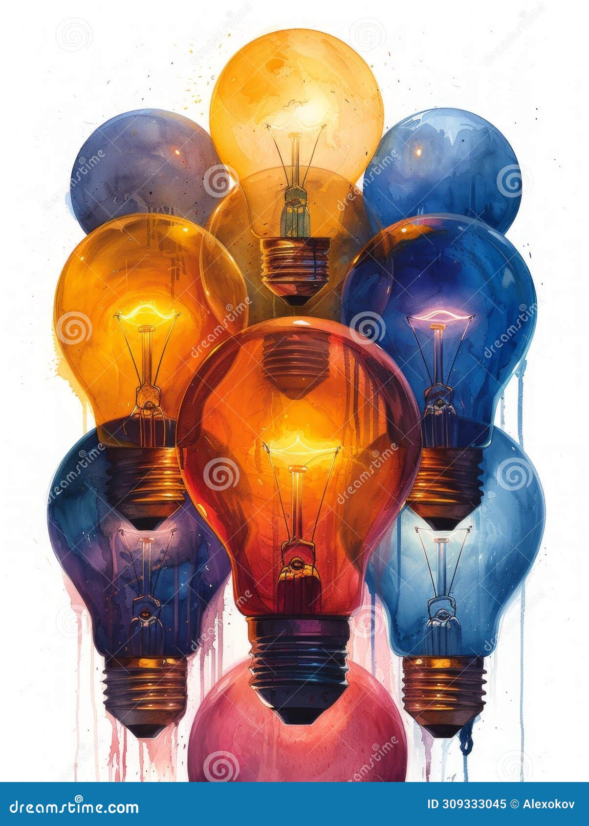 Vibrant Light Bulb Painting Illumination Generative AI Stock ...