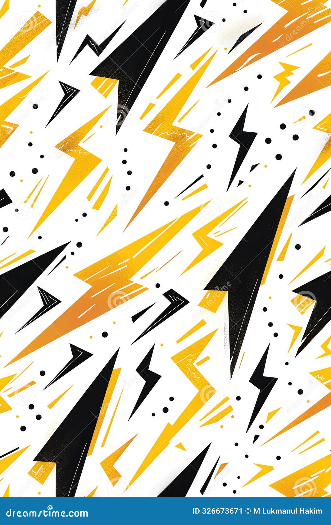 Vibrant Lightning Bolt Pattern. Abstract Background in Yellow, Black ...