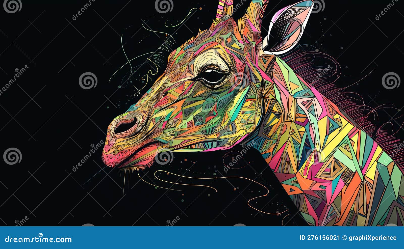 Vibrant Line Art of an Giraffe Stock Illustration - Illustration of ...