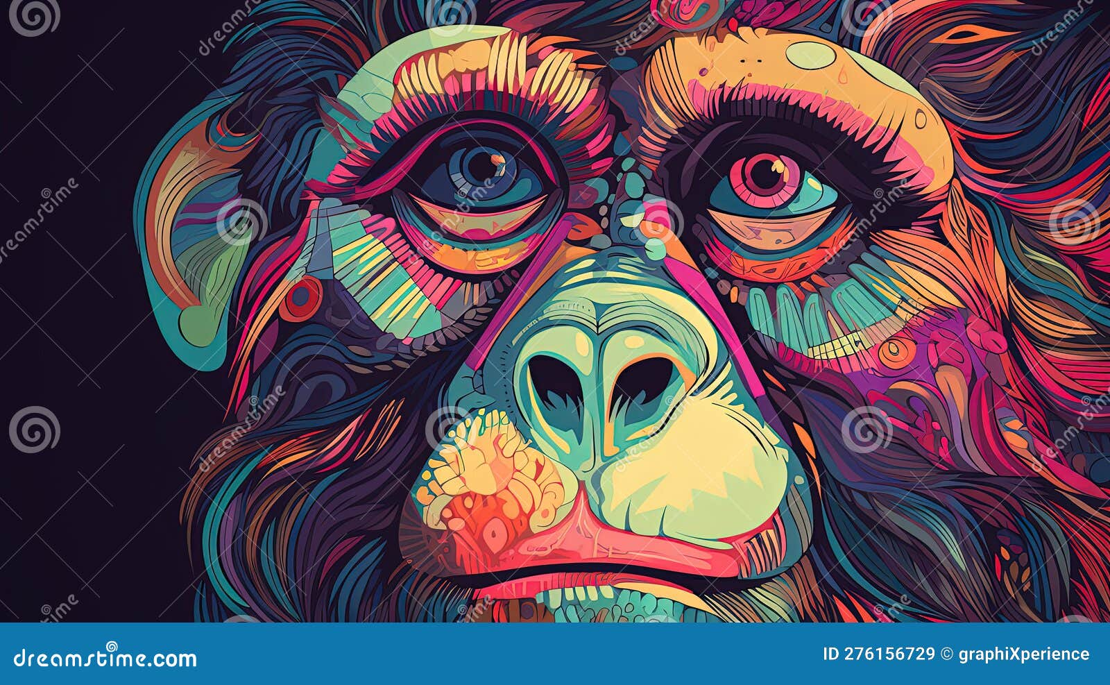 Vibrant Monkey Icon Design With Bold Color Palettes Stock Illustration ...