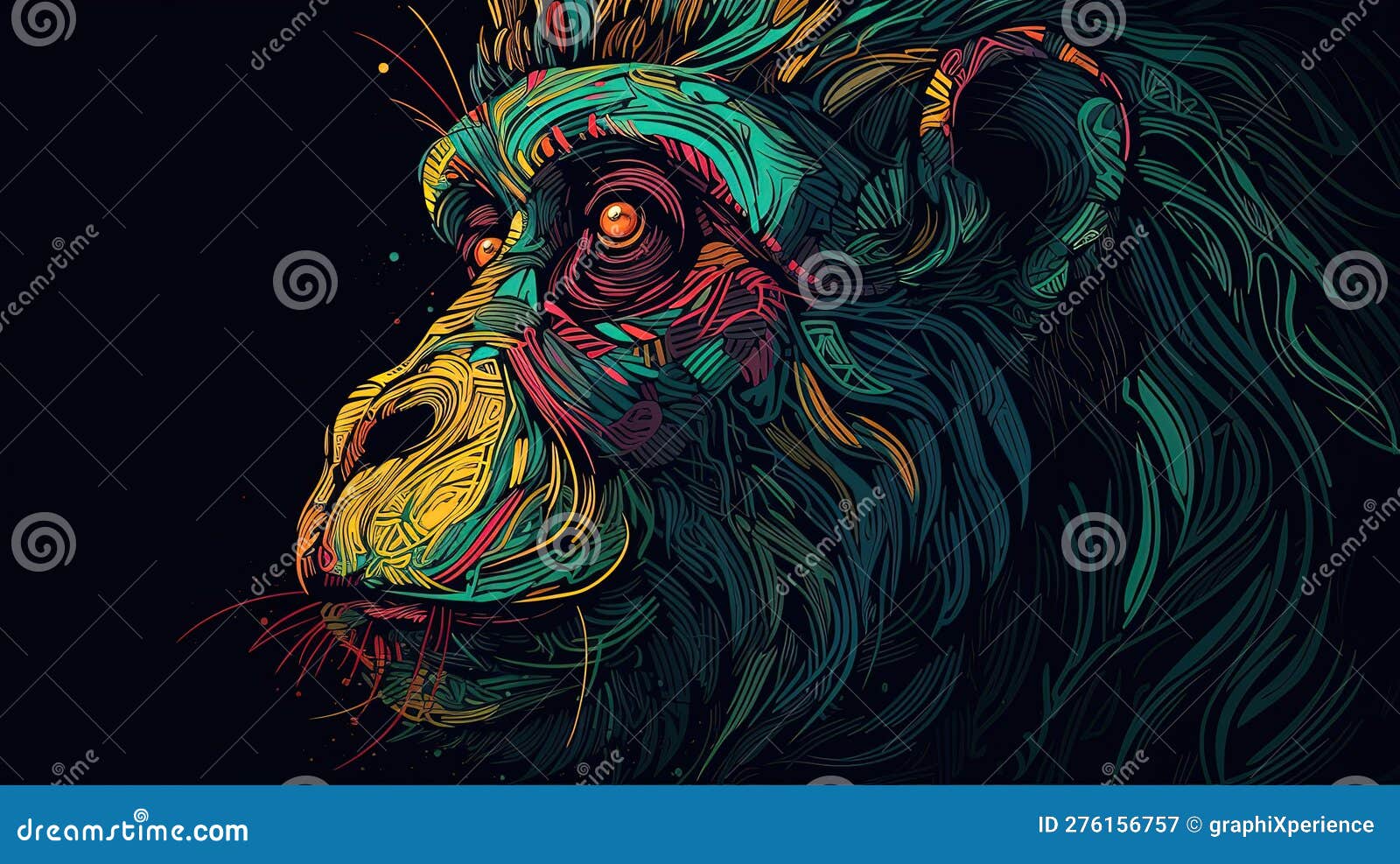 Vibrant Monkey Icon Design With Bold Color Palettes Stock Illustration ...