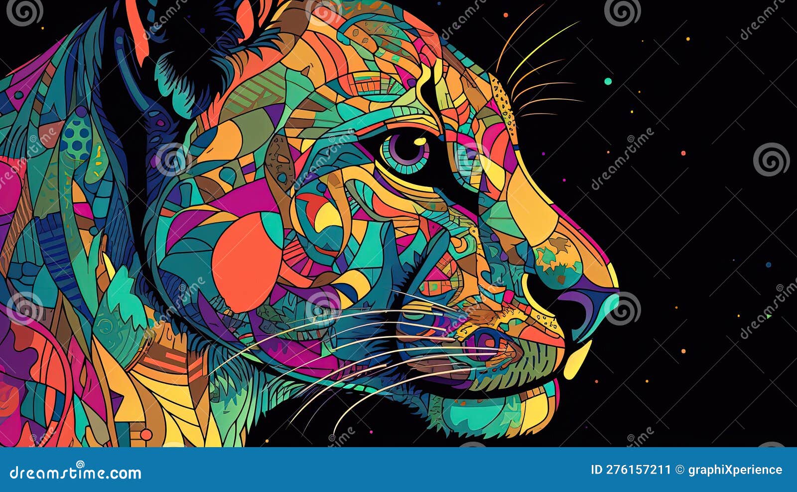 Vibrant Line Art of an Puma Stock Illustration - Illustration of lovers ...