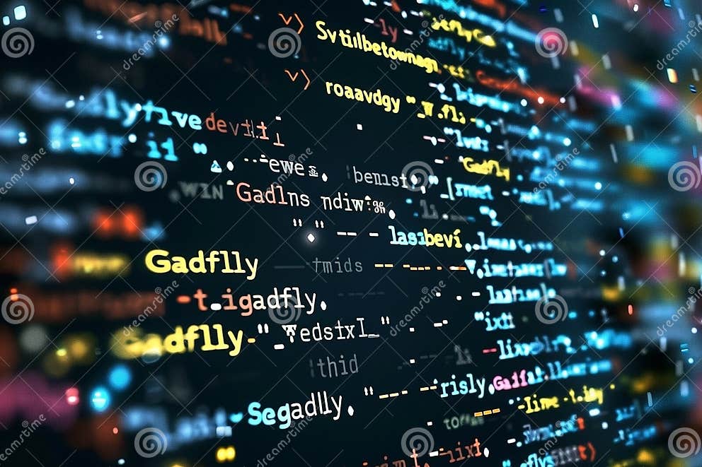 Colorful Code on Dark Background for Software Development Stock ...