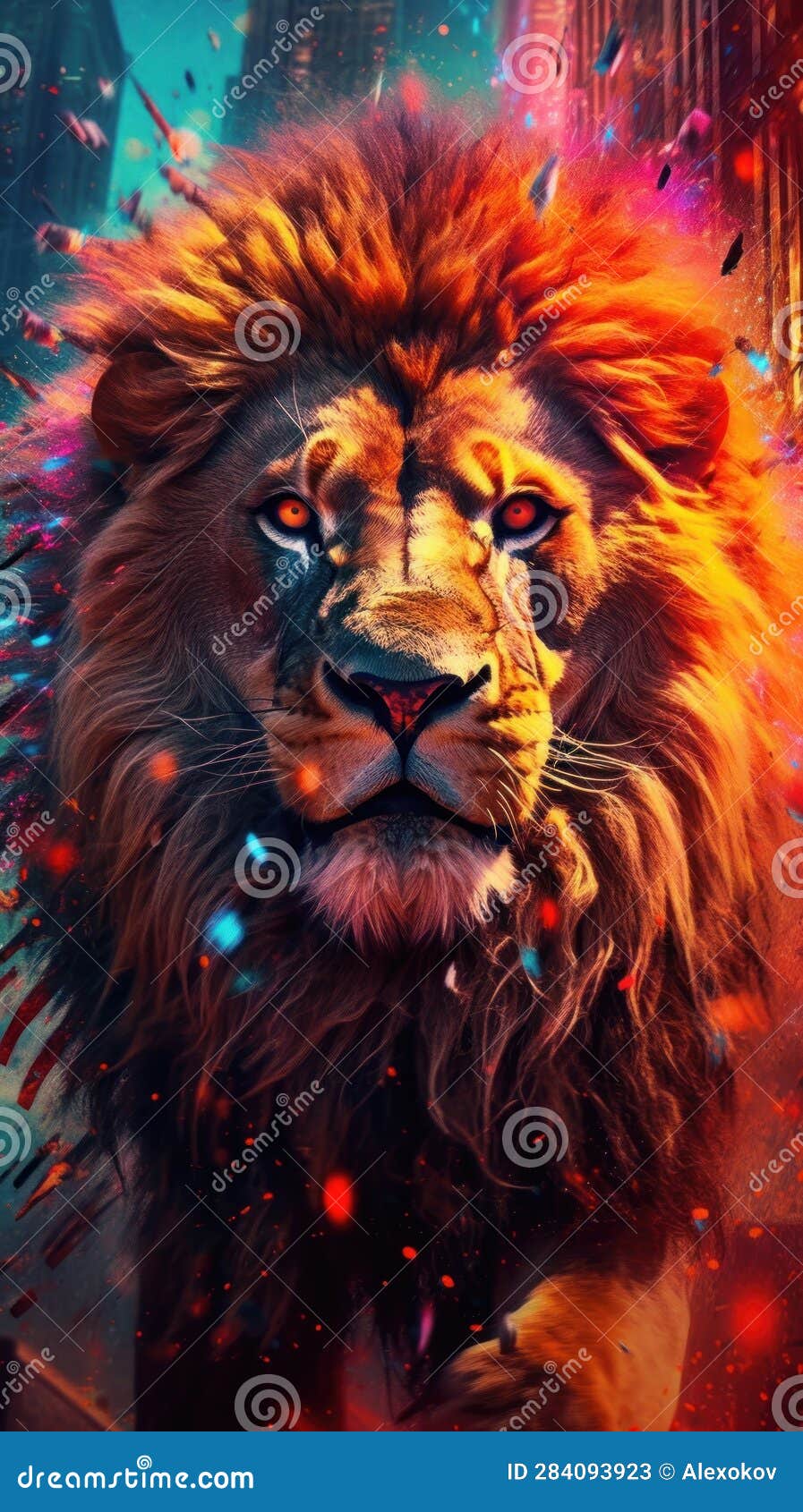 Vibrant Lion in Action AI Generated Stock Illustration - Illustration ...