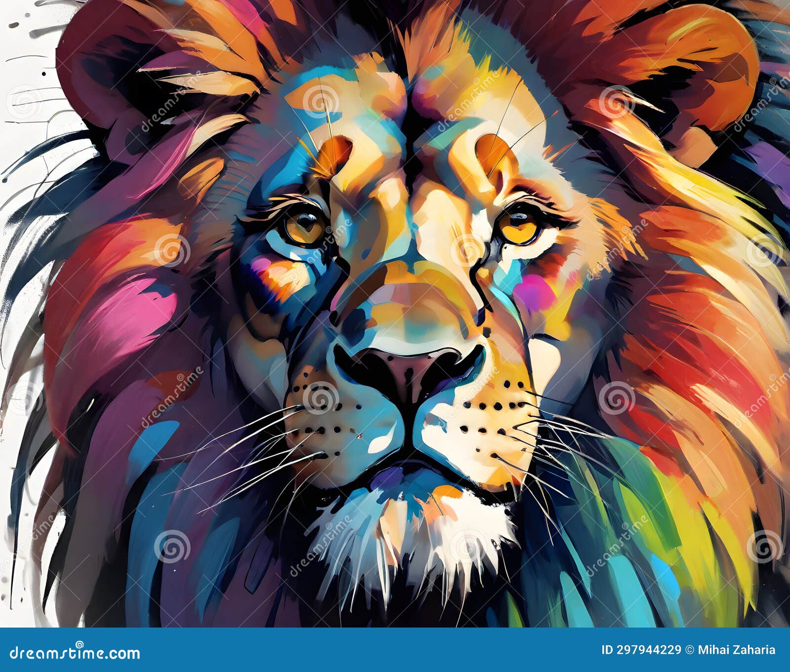 Vibrant Lion Portrait in Abstract Colors. Created with Generative AI ...