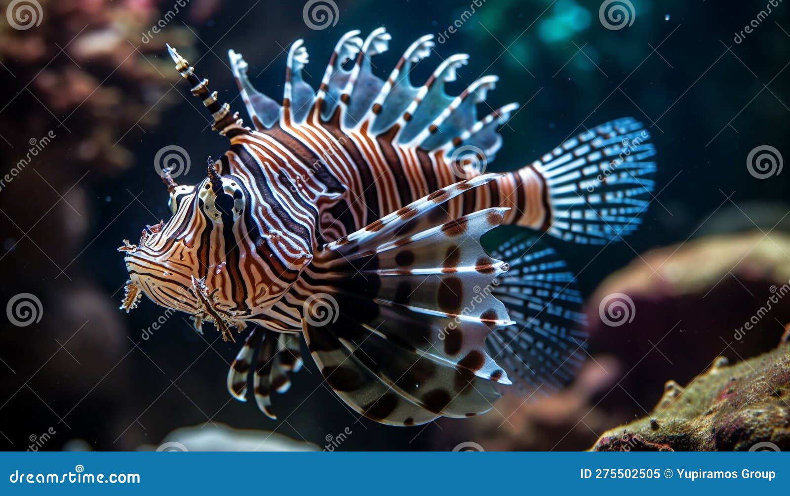 Vibrant Lionfish Swims in Multi Colored Coral Reef Generated by AI ...