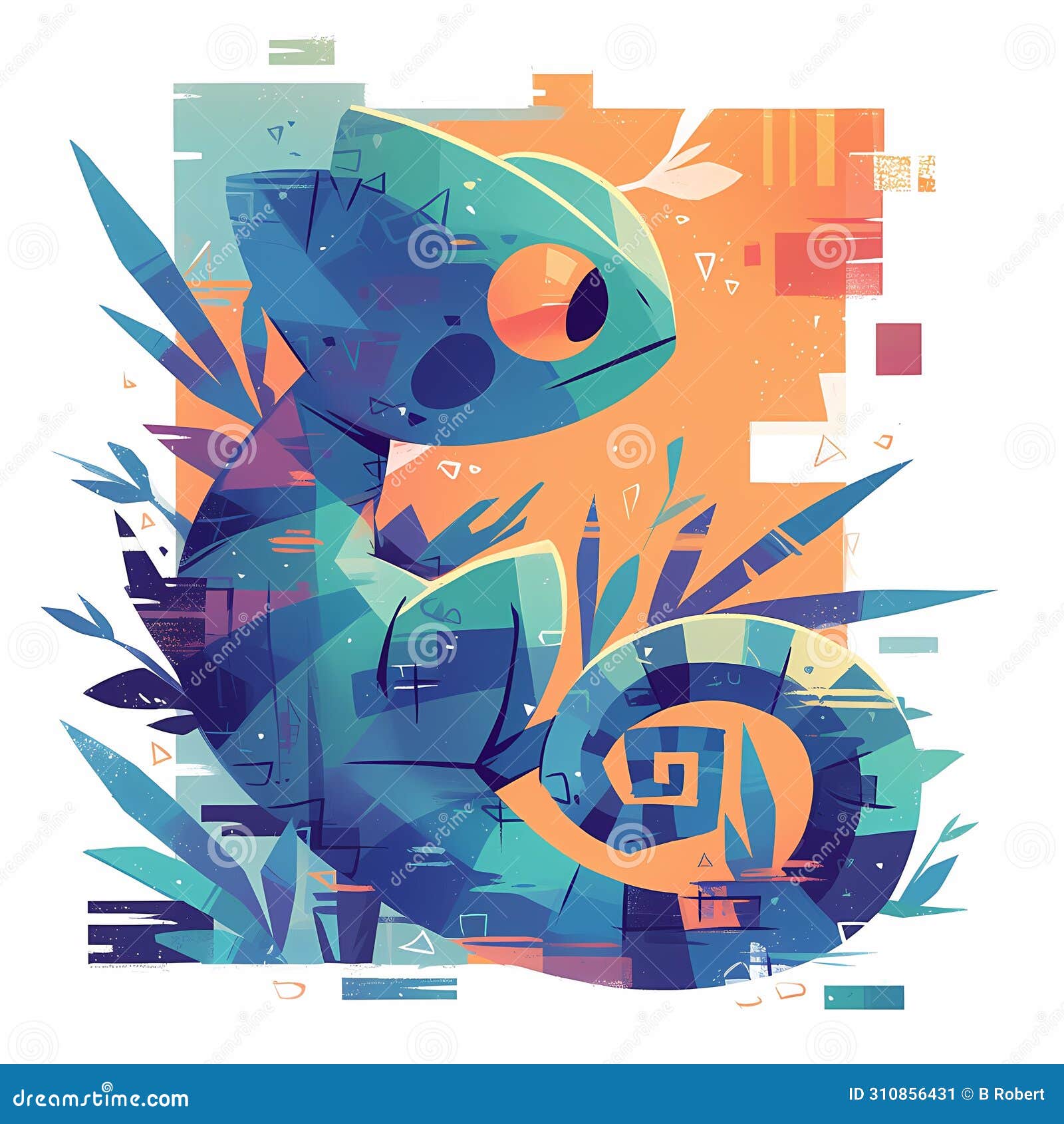 Digital Art Of Two Lizards Hugging And Holding Each Other. Vector ...