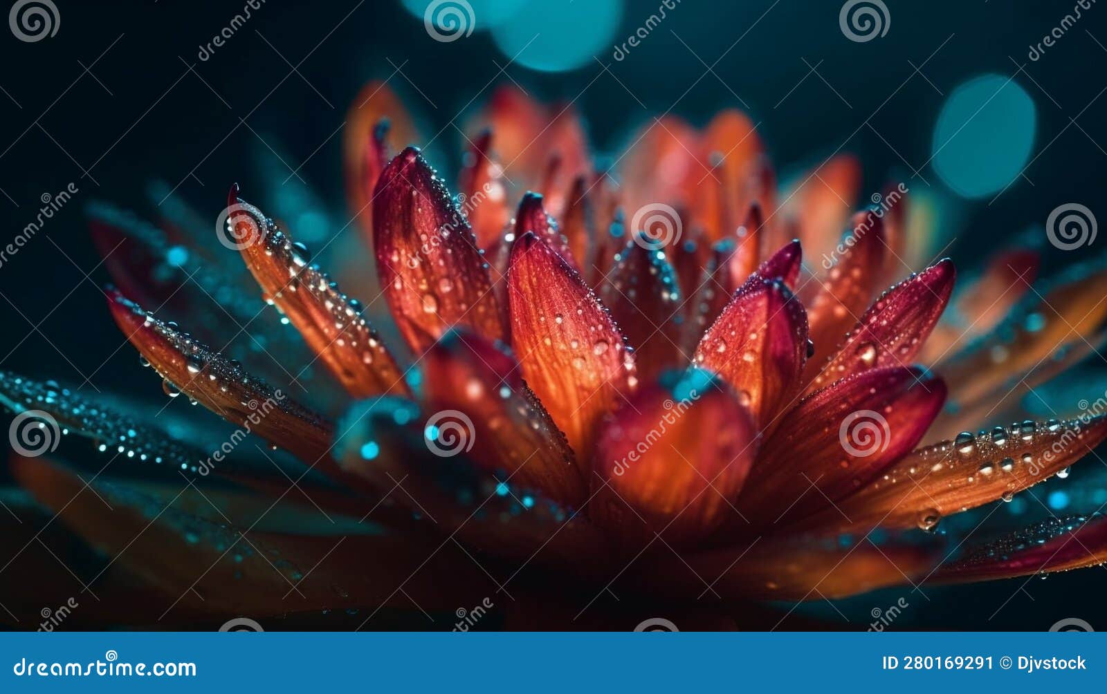 Vibrant Lotus Flower Head in Wet Pond, Surrounded by Greenery Generated ...