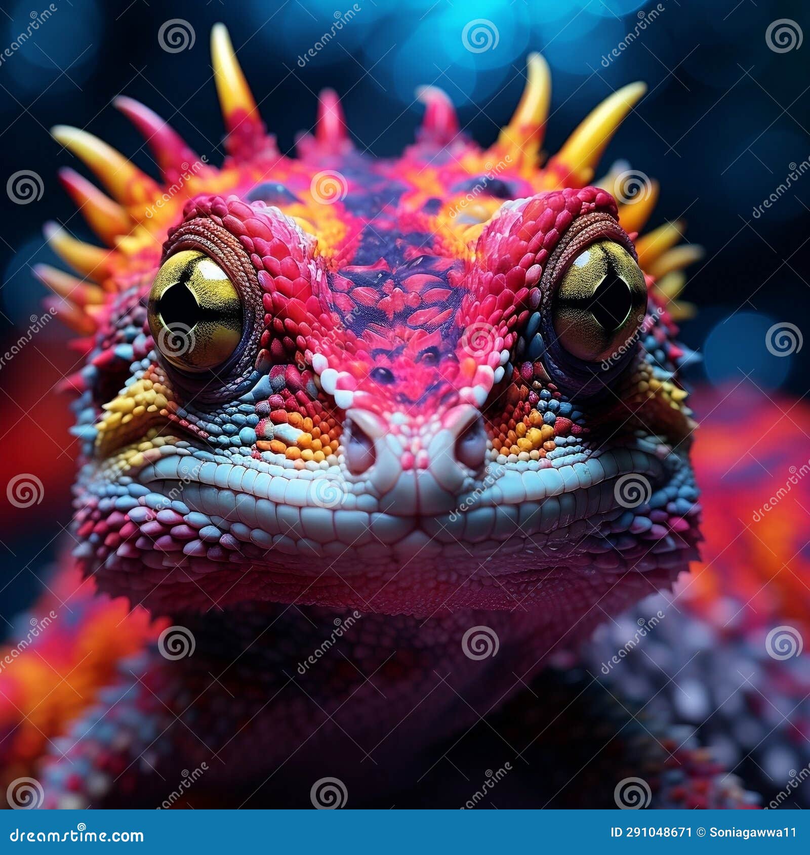 A Vibrant Low-angle Shot of a Gecko Bathed in Synthwave Hues by AI ...