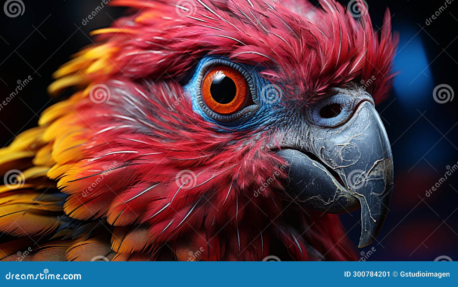 Vibrant Macaw with Colorful Feathers Looks at Camera Generated by AI ...