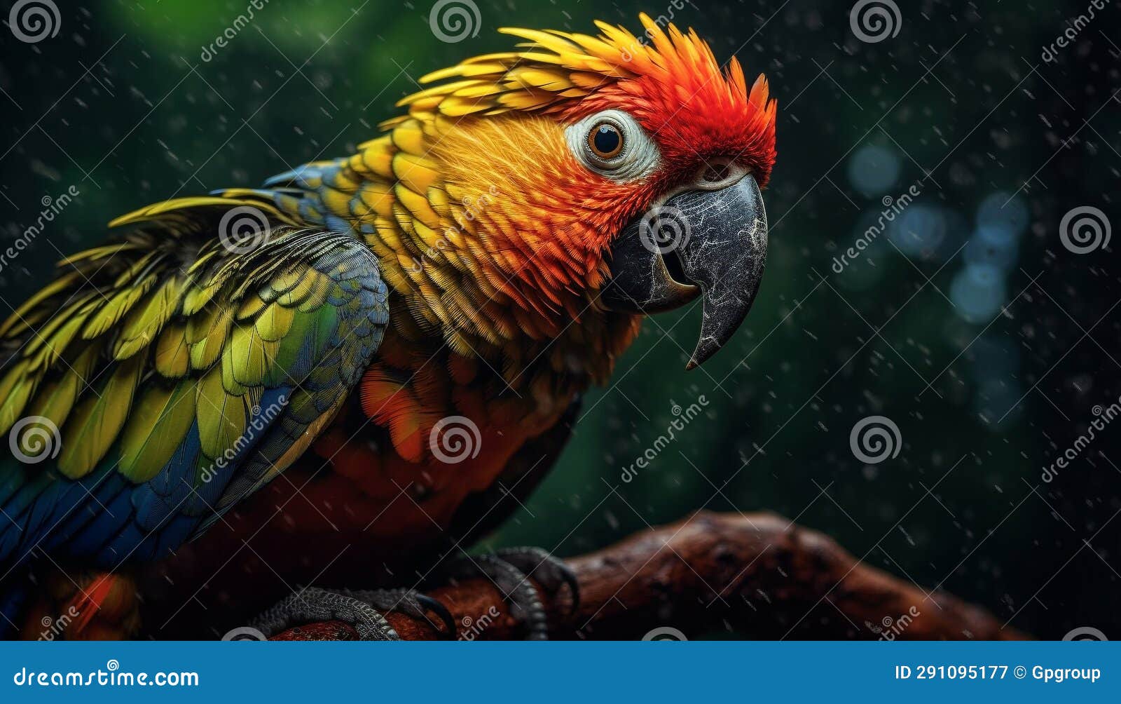 Vibrant Macaw Perched on Branch, Showcasing Beauty in Nature Generated ...