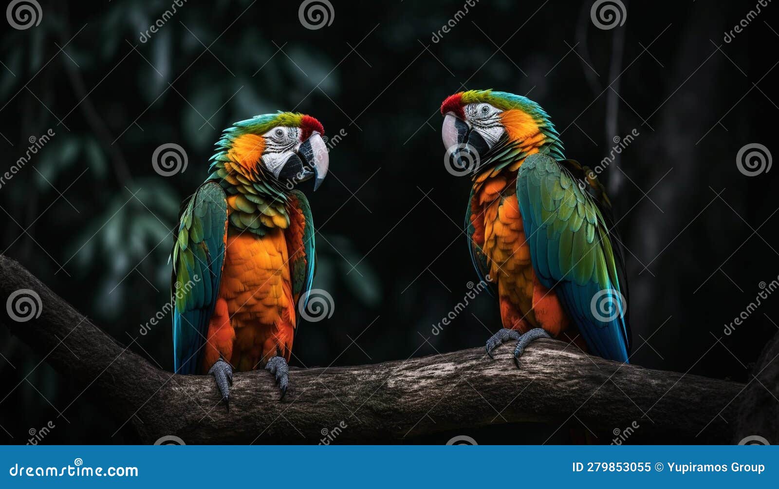 Vibrant Macaw Perched on Branch in Tropical Rainforest Habitat ...