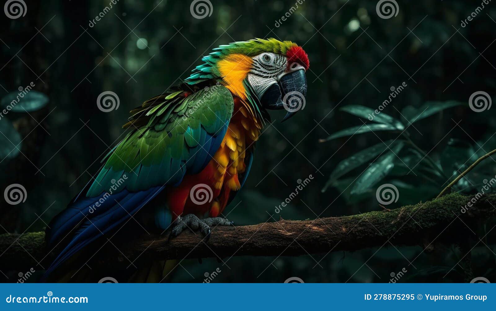 Vibrant Macaw Perching on Branch, Beauty in Nature Colors Generated by ...