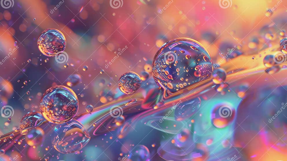 Vibrant Macro Water Drops on Colorful Surface Stock Image - Image of ...