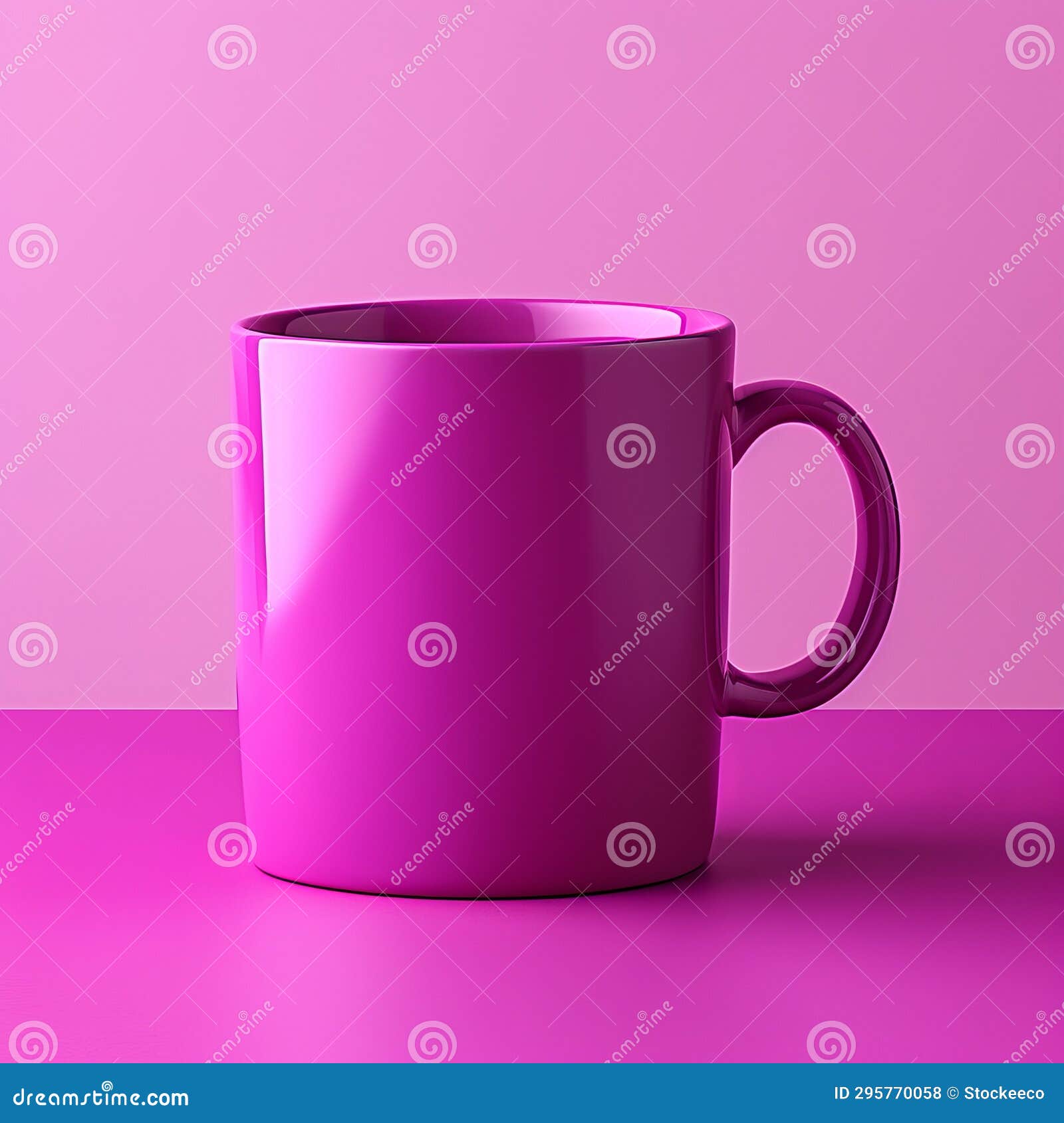 Vibrant Magenta Mug Mockup on Colored Background Stock Illustration ...