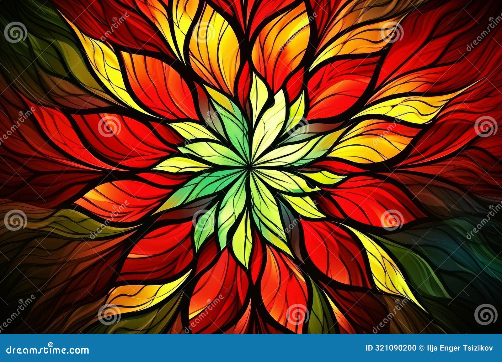 Vibrant Mandala Backdrop with Stained Glass Effect in Primary Colors ...