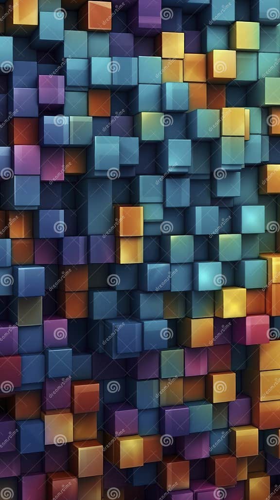 Vibrant and Metallic Interlocking Cubes Array AI Generated Stock ...
