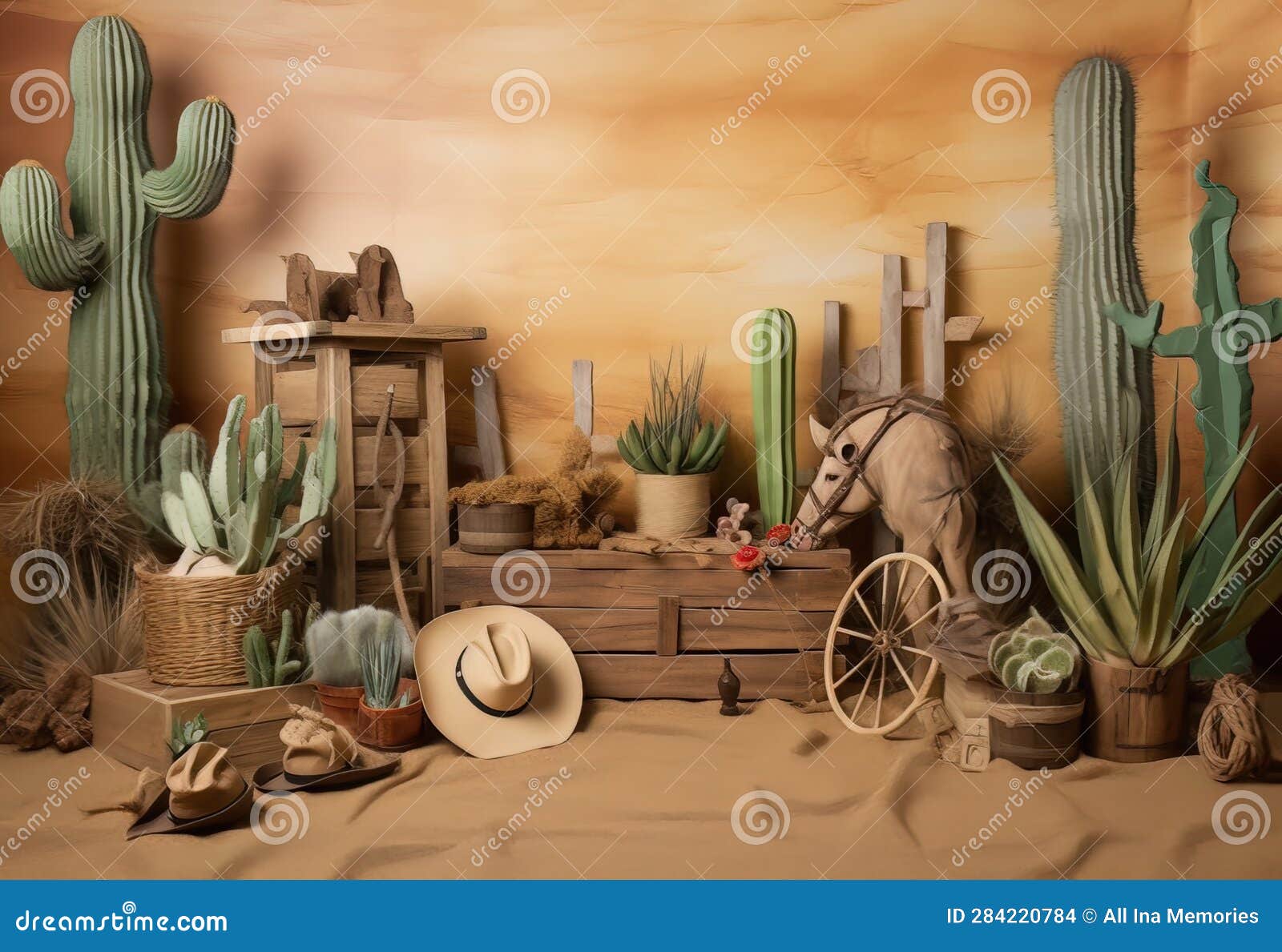 A Vibrant Mexican Backdrop Sets the Stage Cowboy Theme Smash Cake Stock ...