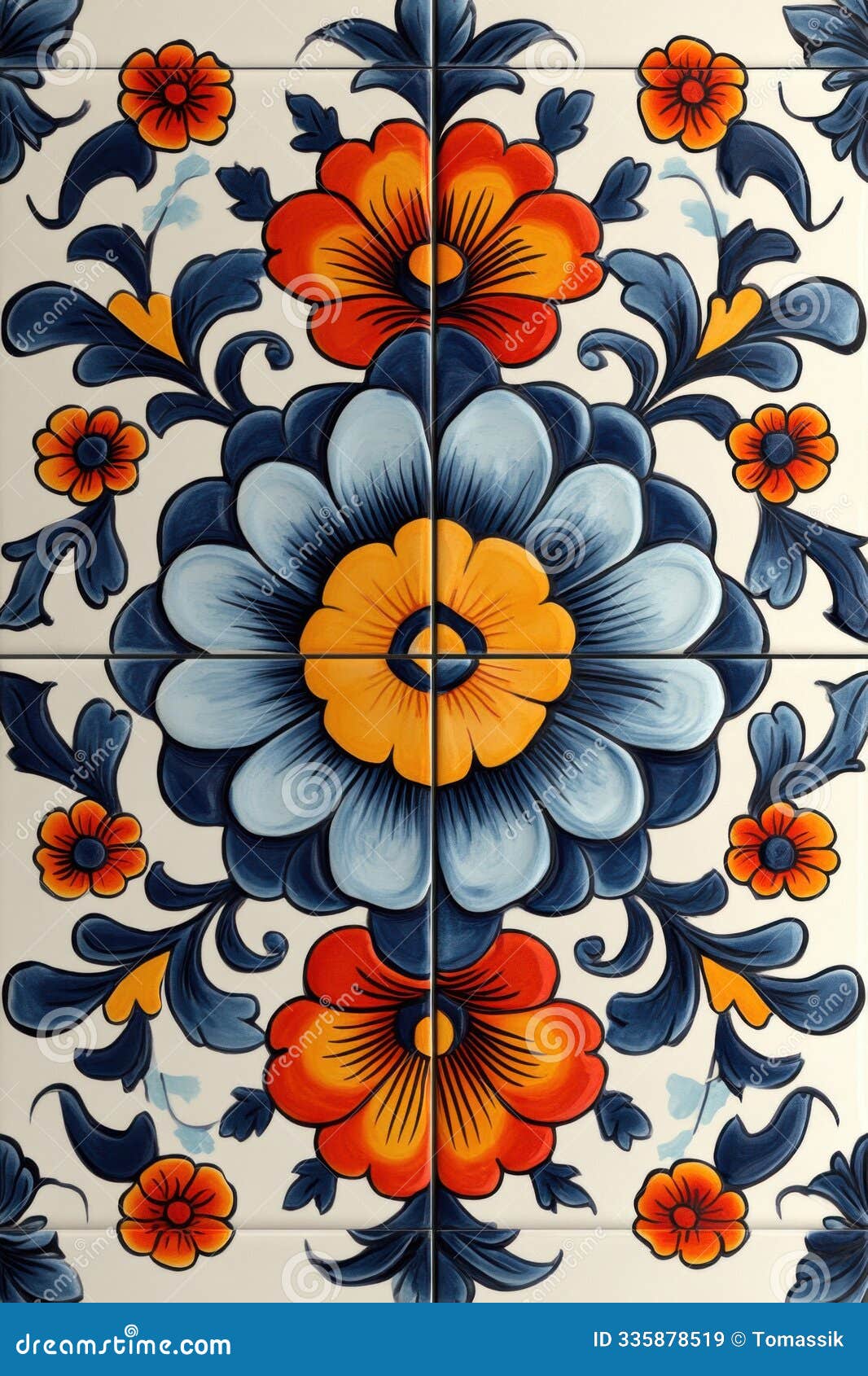 Vibrant Mexican Talavera Tile Pattern with Floral and Geometric Design ...