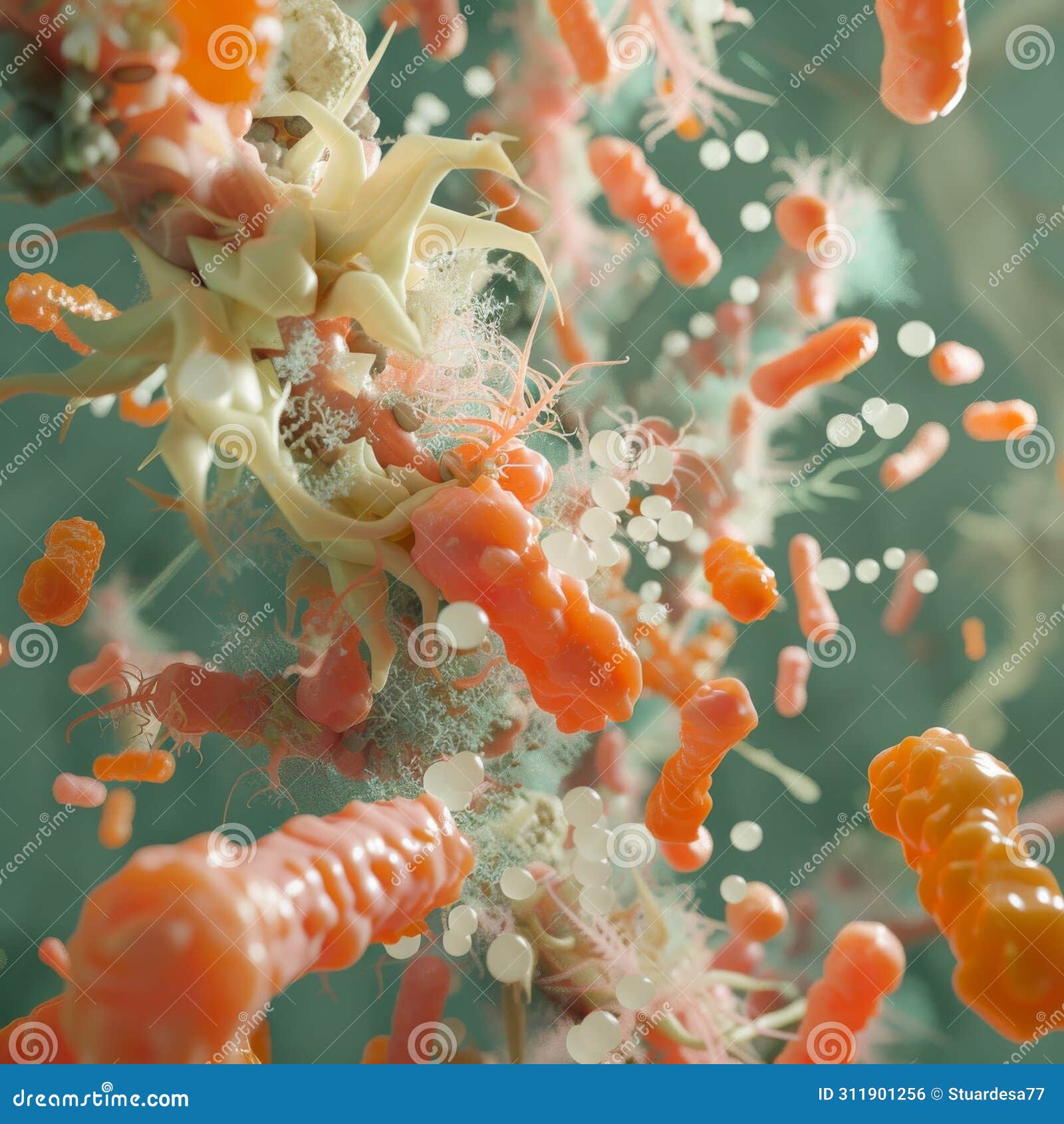 Vibrant Microbial Ecosystem Stock Photo - Image of biology, orange ...