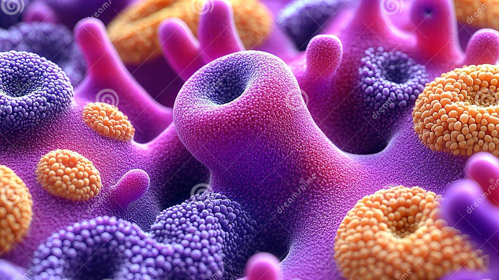 Vibrant Microscopic View of Cellular Structures, Abstract Biological ...