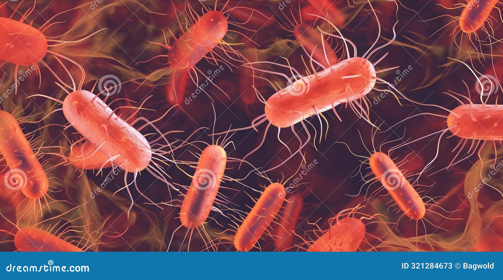 Vibrant Microscopic View of E. Coli Bacteria Stock Illustration ...
