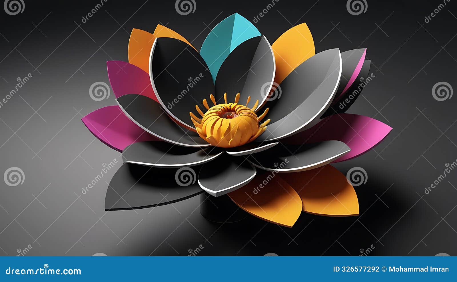 A Vibrant Minimalist Flower Design. Stock Illustration - Illustration ...