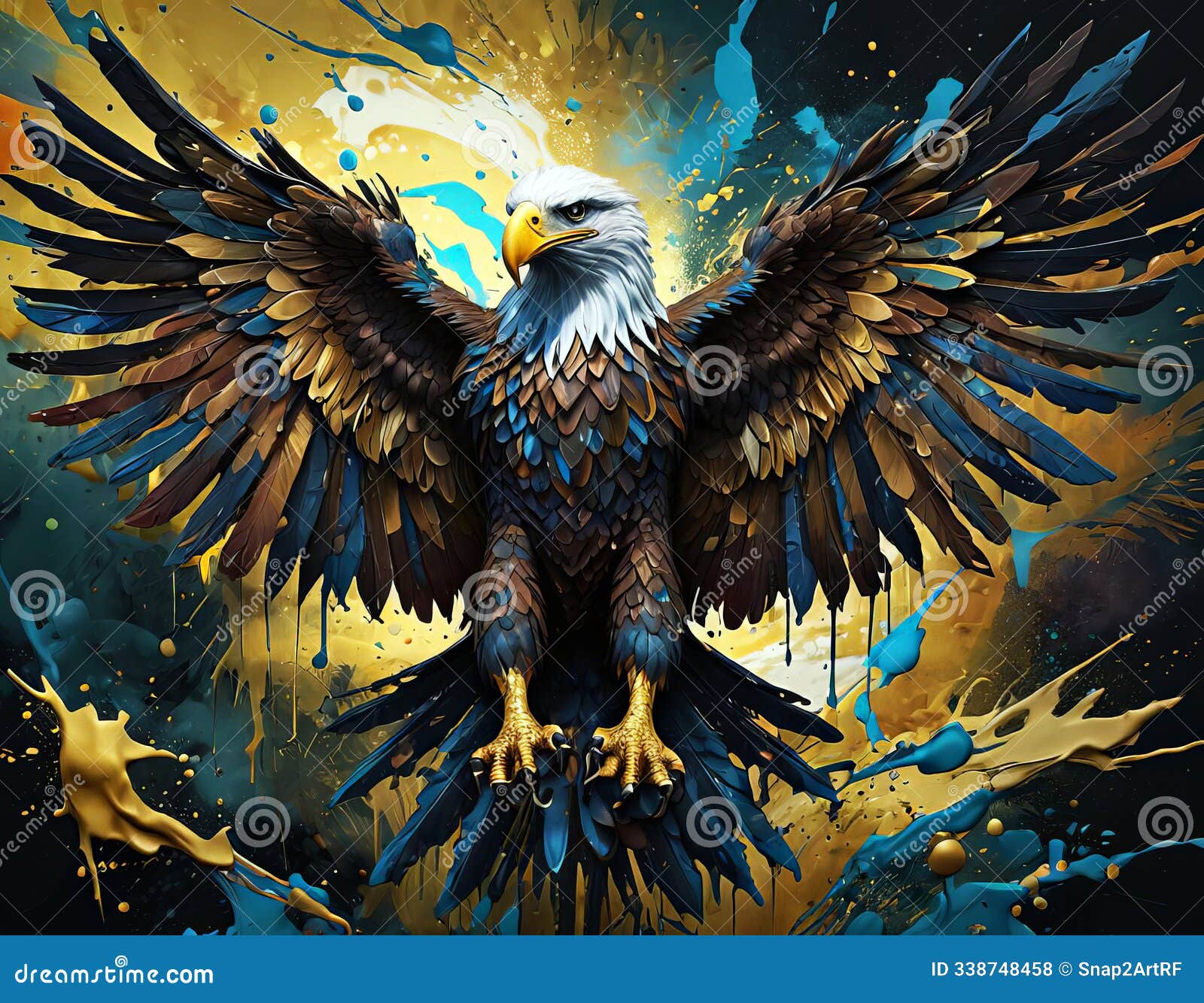 Vibrant Modern Art - Ethereal Magnificent Flying Eagle Stock ...