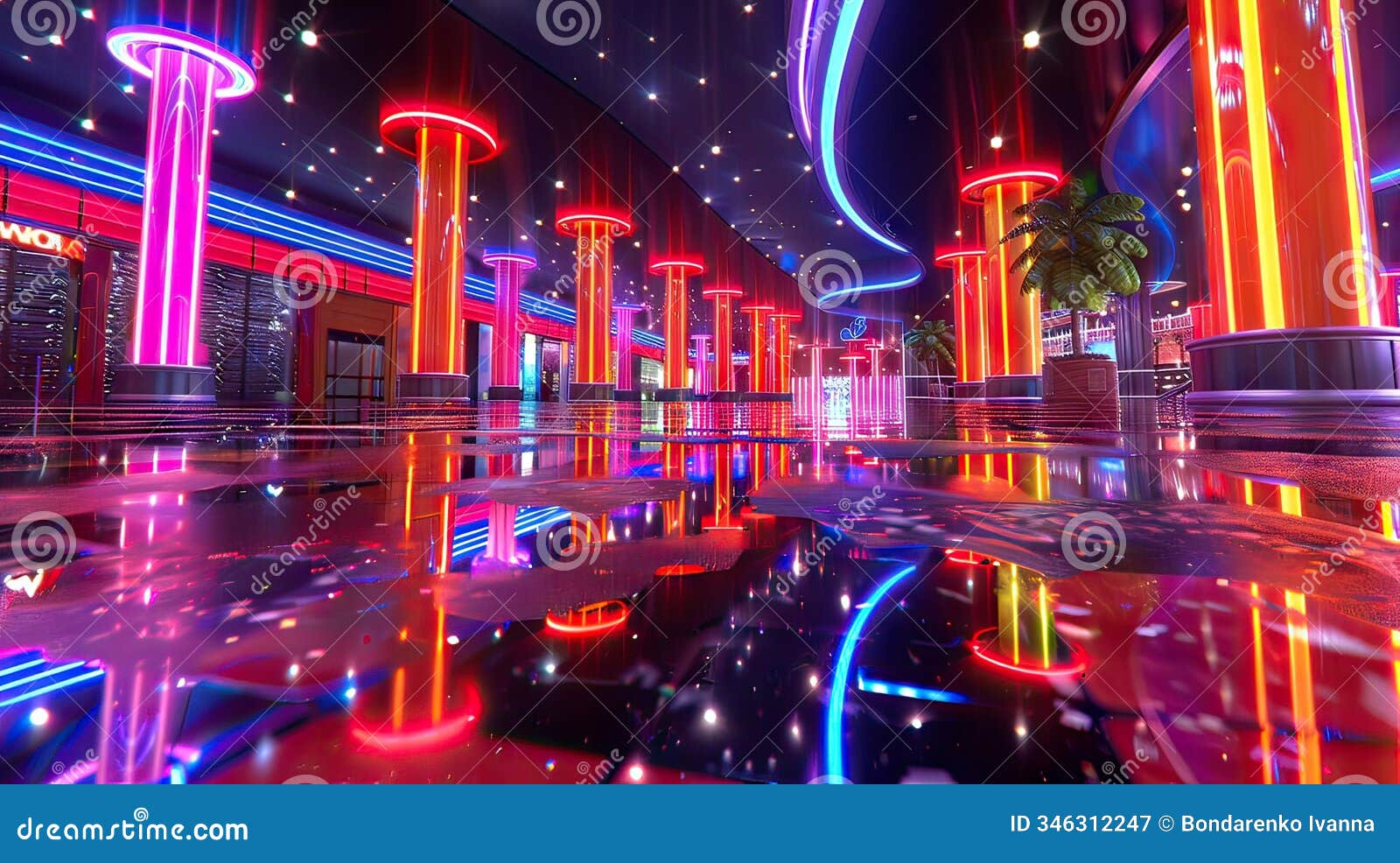 A Vibrant Modern Shopping Mall Interior Featuring Multiple Stories with ...