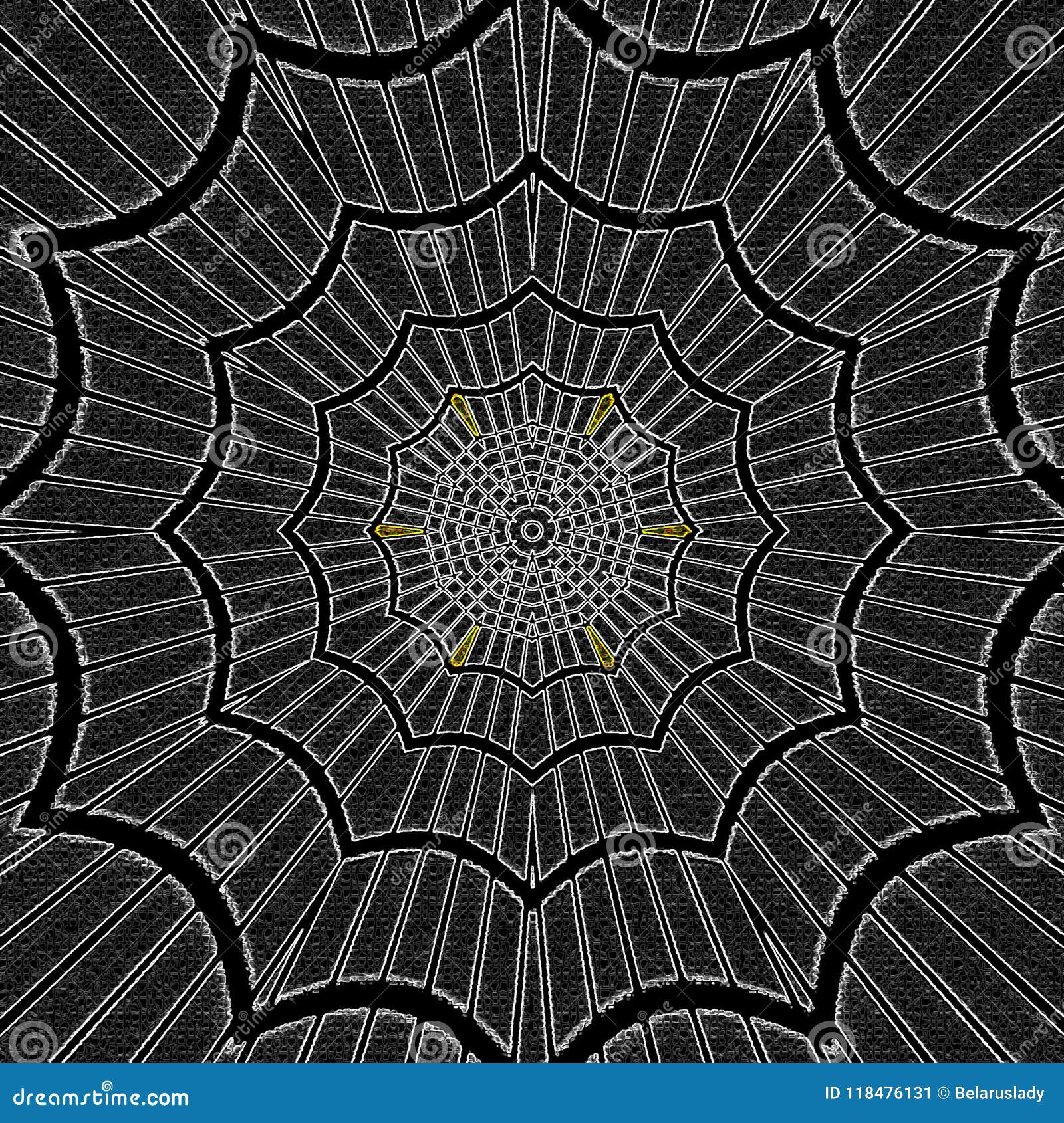 Vibrant Monochrome Abstract Ornament Effect Spider Web Mandala Stock Illustration Illustration