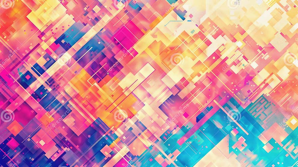 Vibrant Mosaic of Abstract Pixels Forms a Colorful Backdrop with a ...