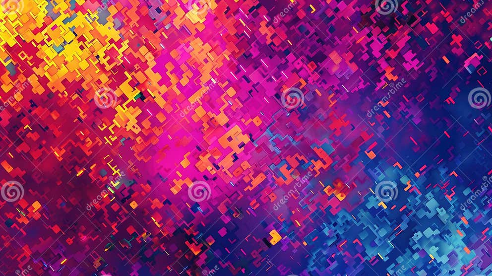 Vibrant Mosaic of Abstract Pixels Forms a Colorful Backdrop with a ...
