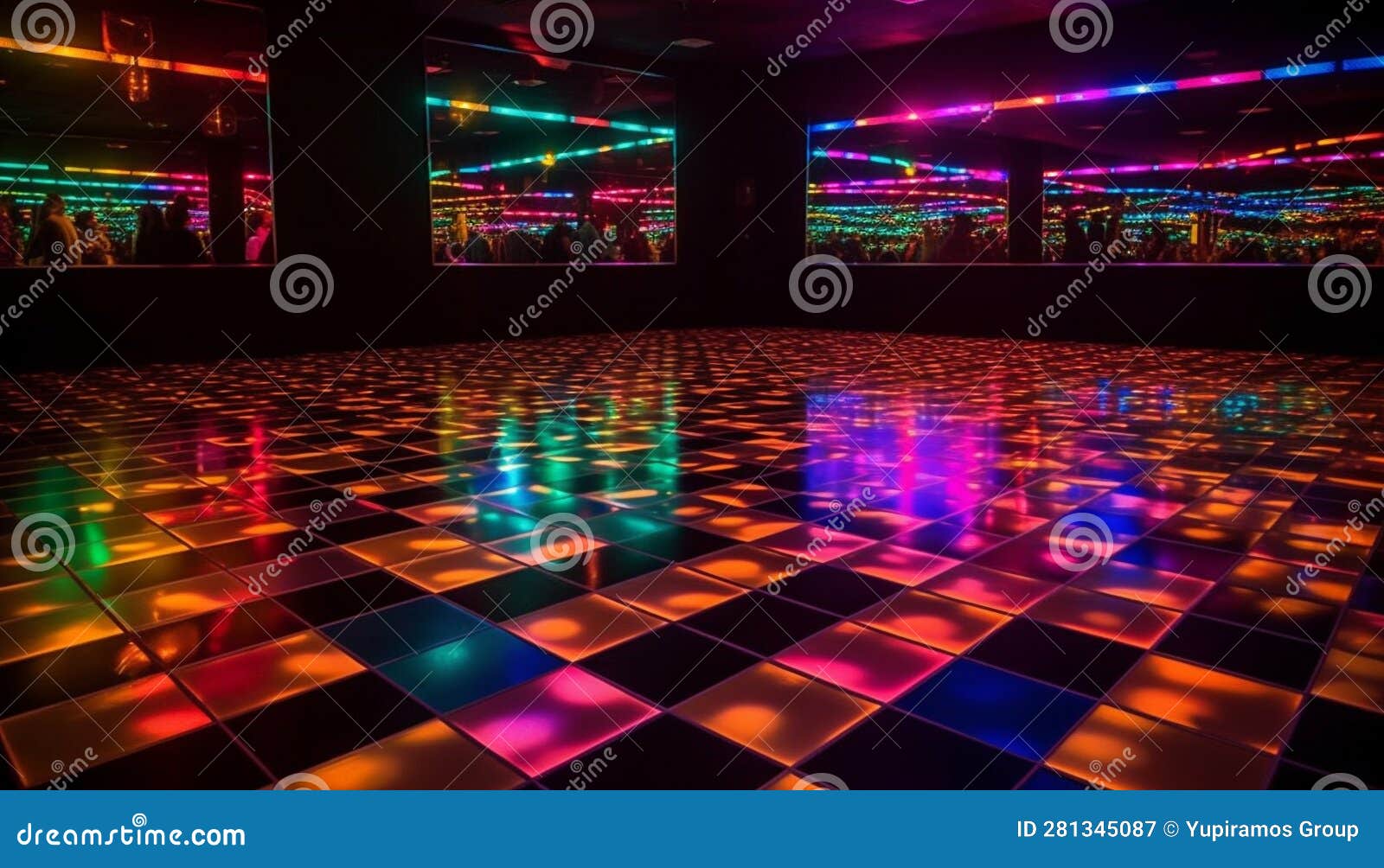 Vibrant Multi Colored Abstract Pattern Illuminates Modern Nightclub ...