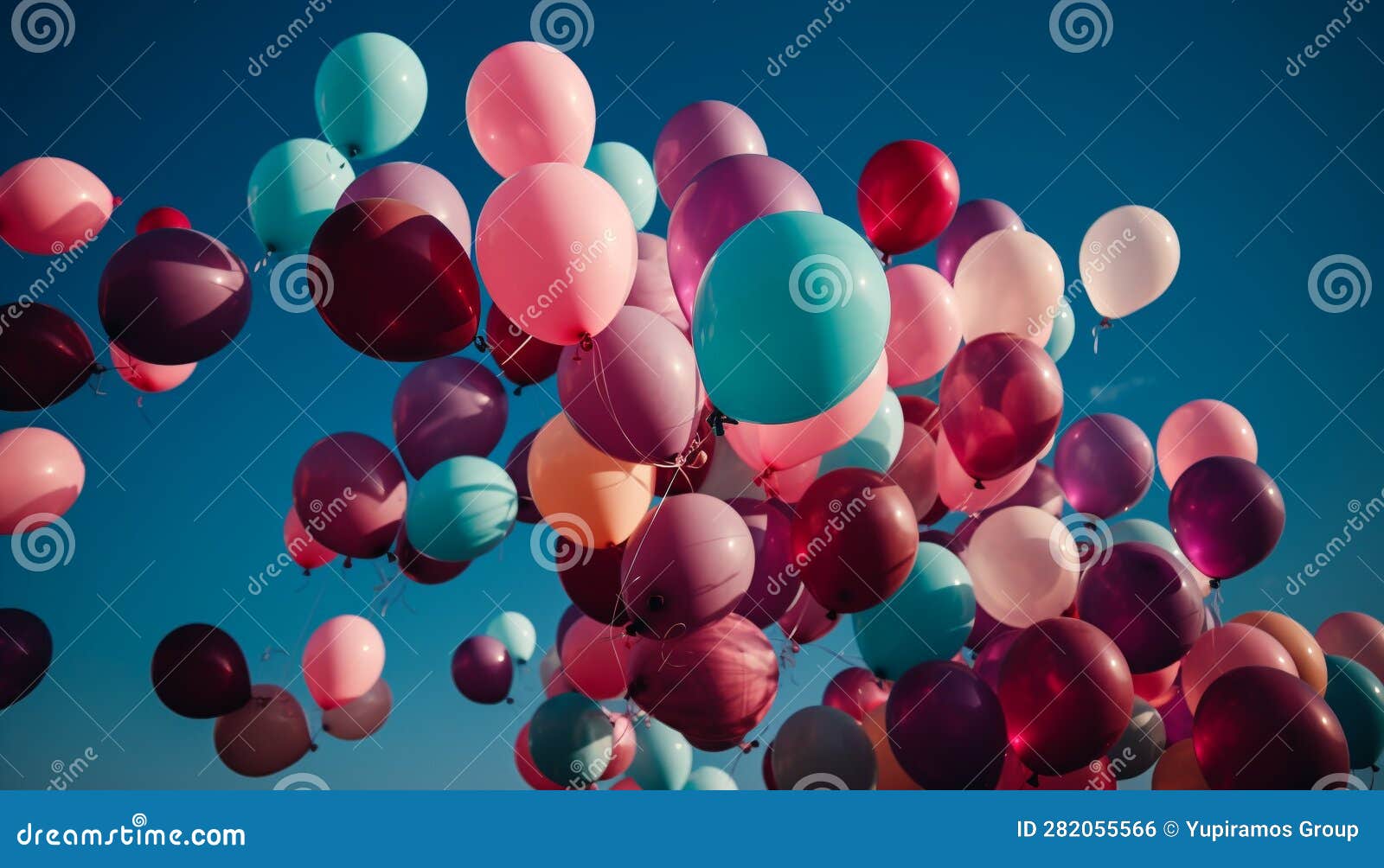 Vibrant Multi Colored Balloons Flying in Mid Air, Celebrating Joy and ...