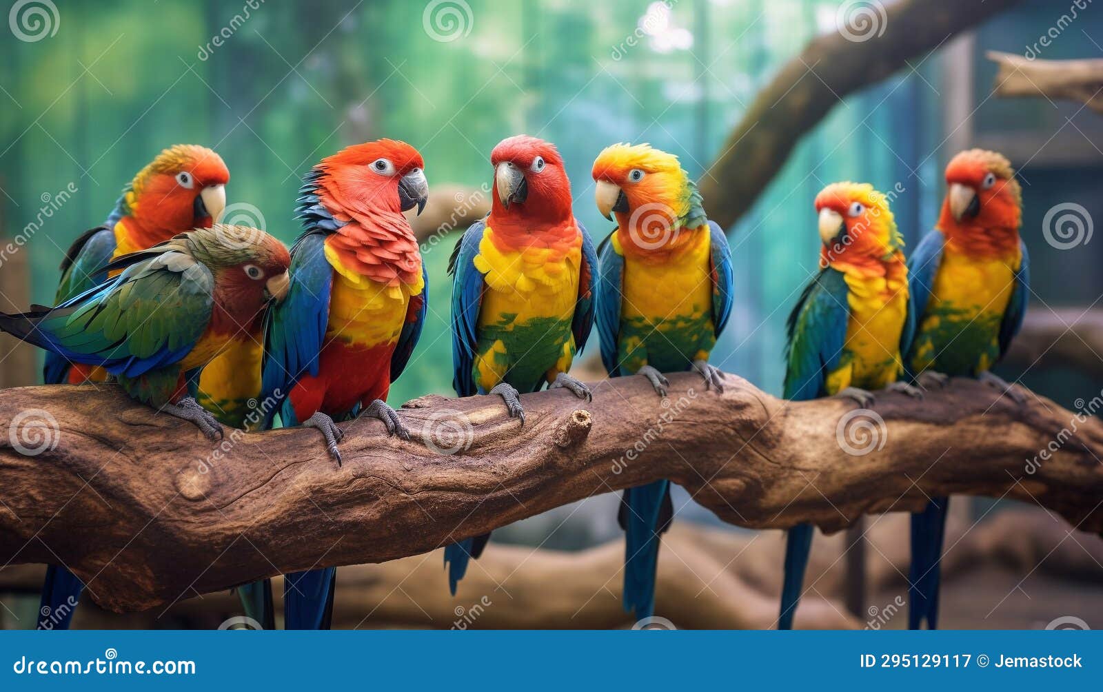A Vibrant, Multi Colored Macaw Perches on a Branch Outdoors Generated ...