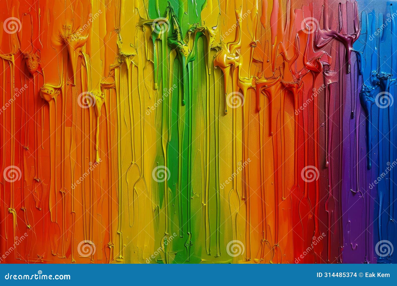 Vibrant Multi Colored Paint Dripping Down a Wall Creating a Rainbow of ...