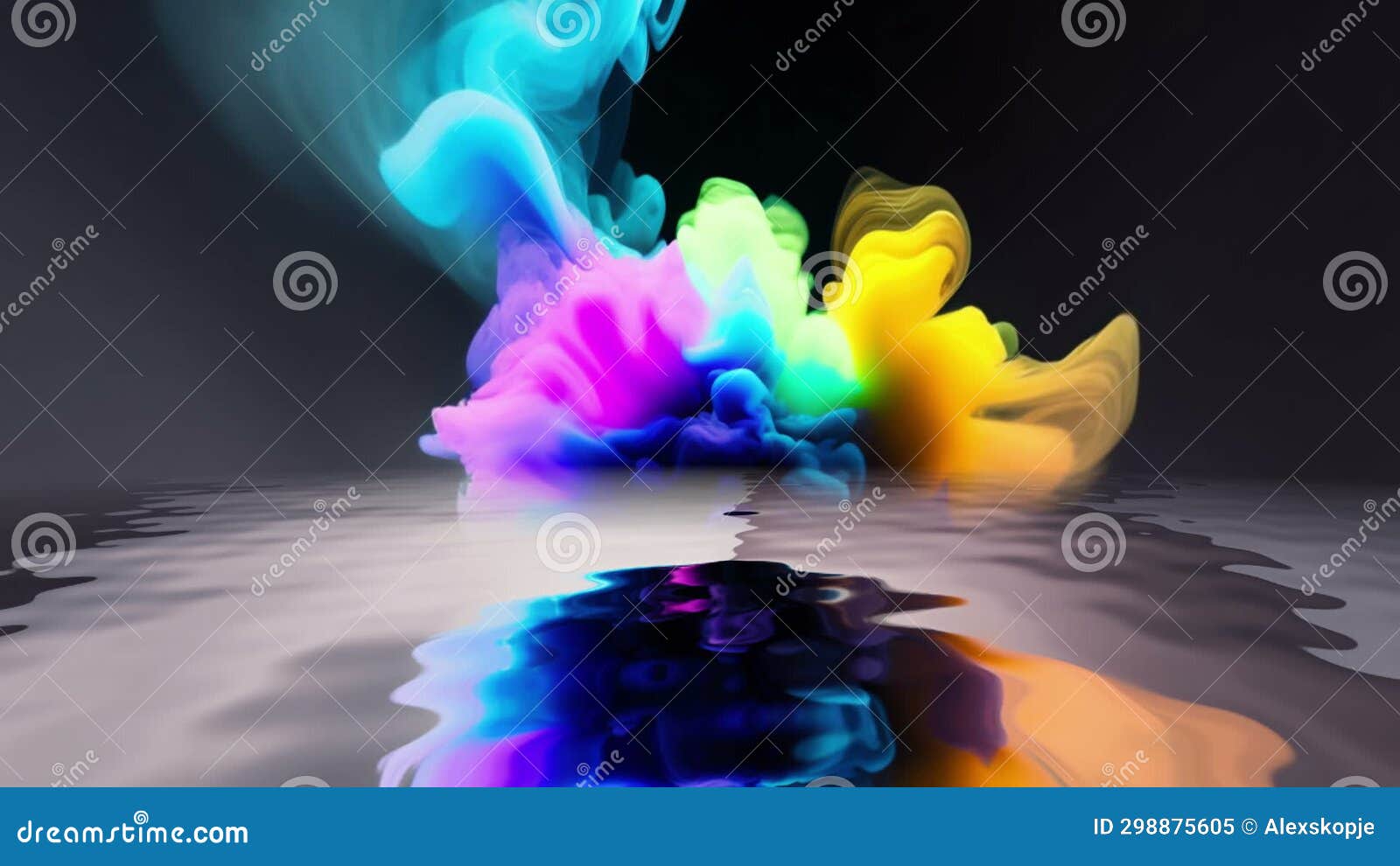 Vibrant Multi-Colored Swirls Waves and Rays Water Reflection Stock ...