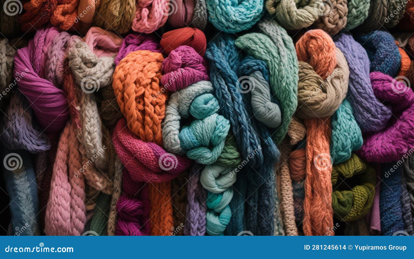 Vibrant Multi Colored Wool Spool Heap, Perfect for Creative Knitting ...