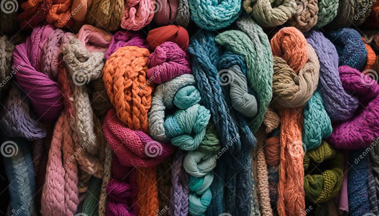 Vibrant Multi Colored Wool Spool Heap, Perfect for Creative Knitting ...