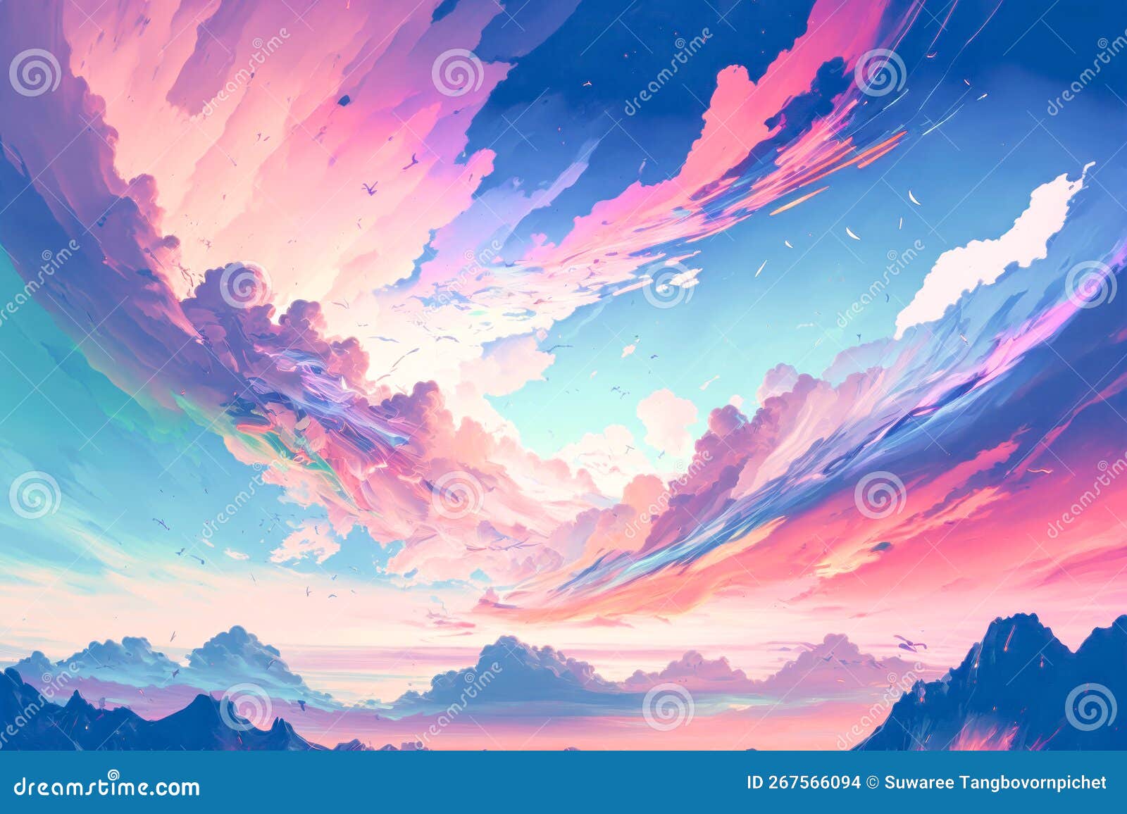 Vibrant Multicolor of Beautiful Sky and Cloud Copy Space Background ...
