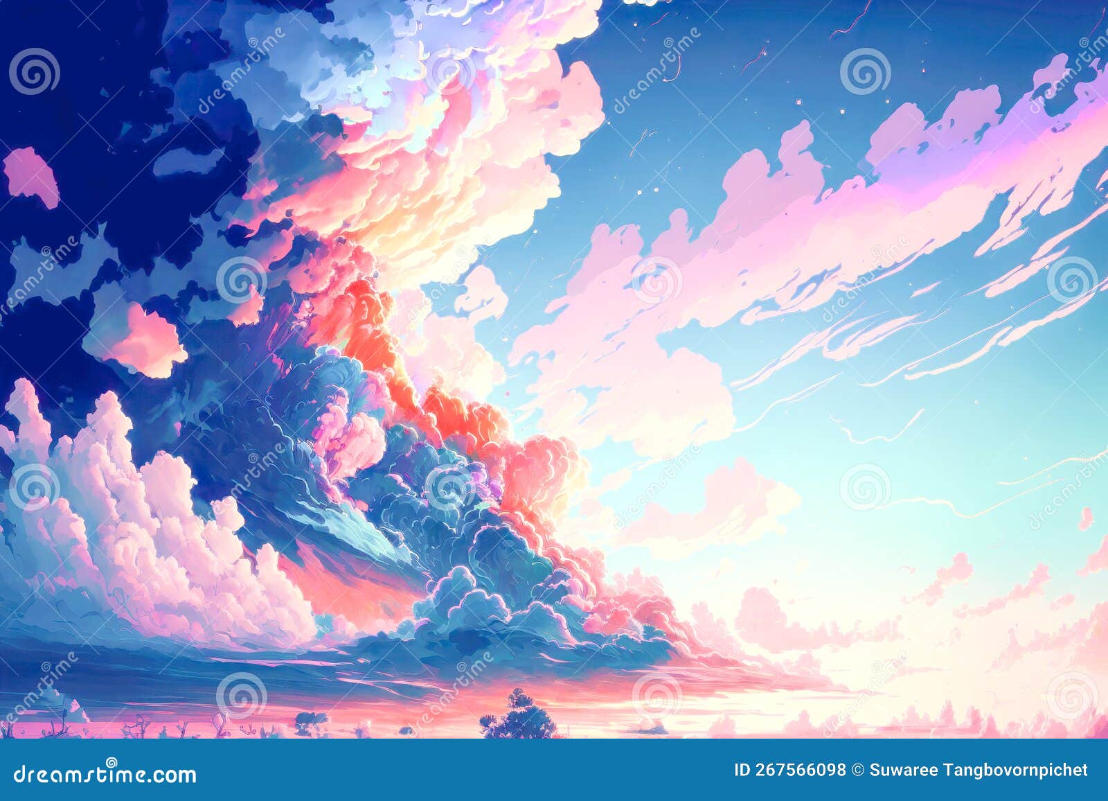 Vibrant Multicolor of Beautiful Sky and Cloud Copy Space Background ...